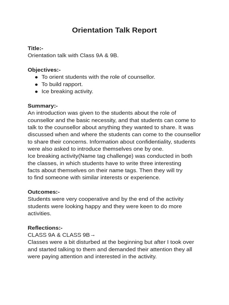 Orientation Talk for Class 9A & 9B | PDF
