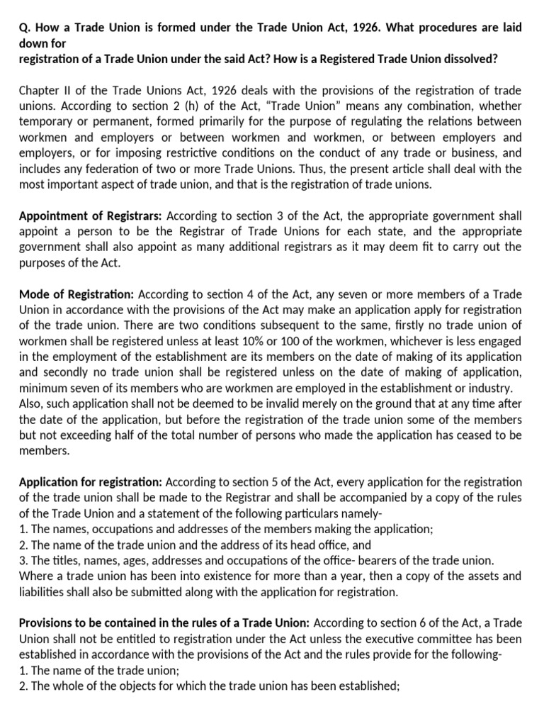 Trade Union Registration Process Overview | PDF | Justice | Crime ...