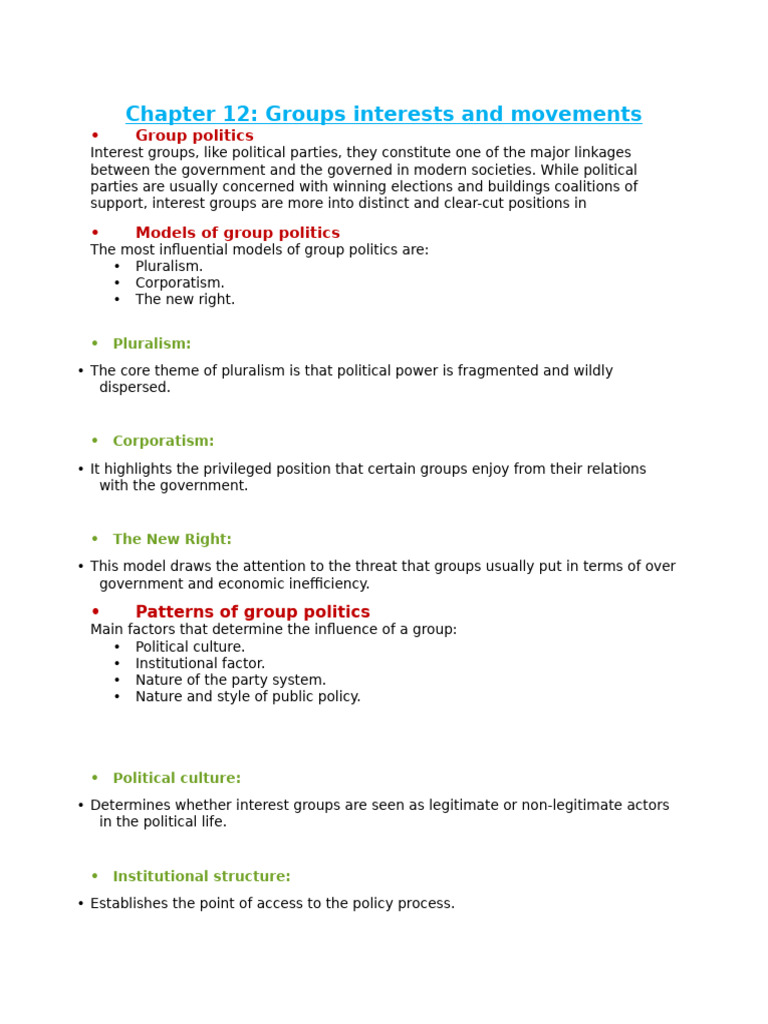 Understanding Group Politics and Movements | PDF | Social Movements ...