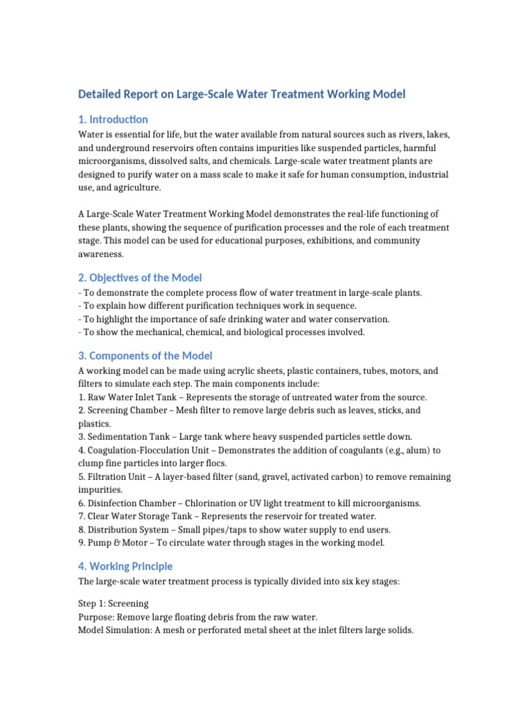 Large-Scale Water Treatment Model | PDF | Water Purification ...