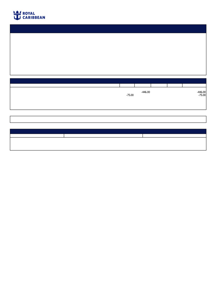 Cruise Vacation Receipt | PDF | Tourist Accommodations | Water Transport