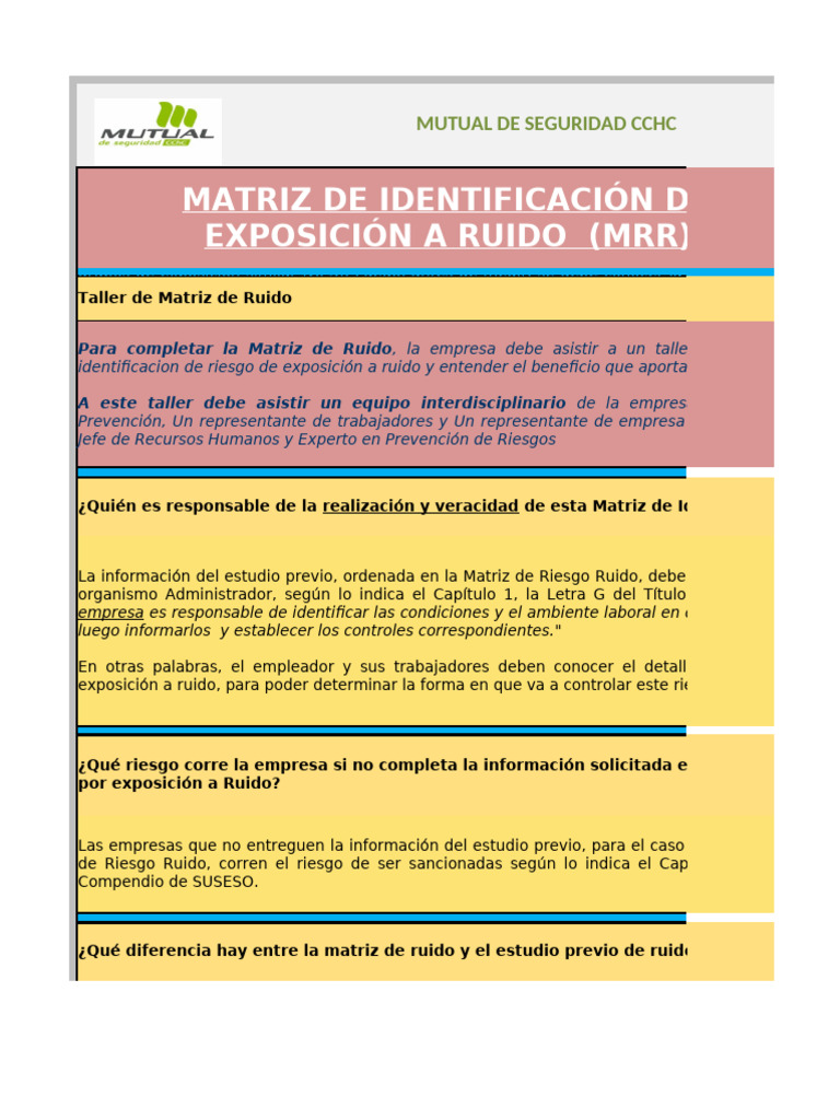 Matriz de Riesgo Ruido 5.0 Cam | PDF | ruido | Seguridad y salud ocupacional