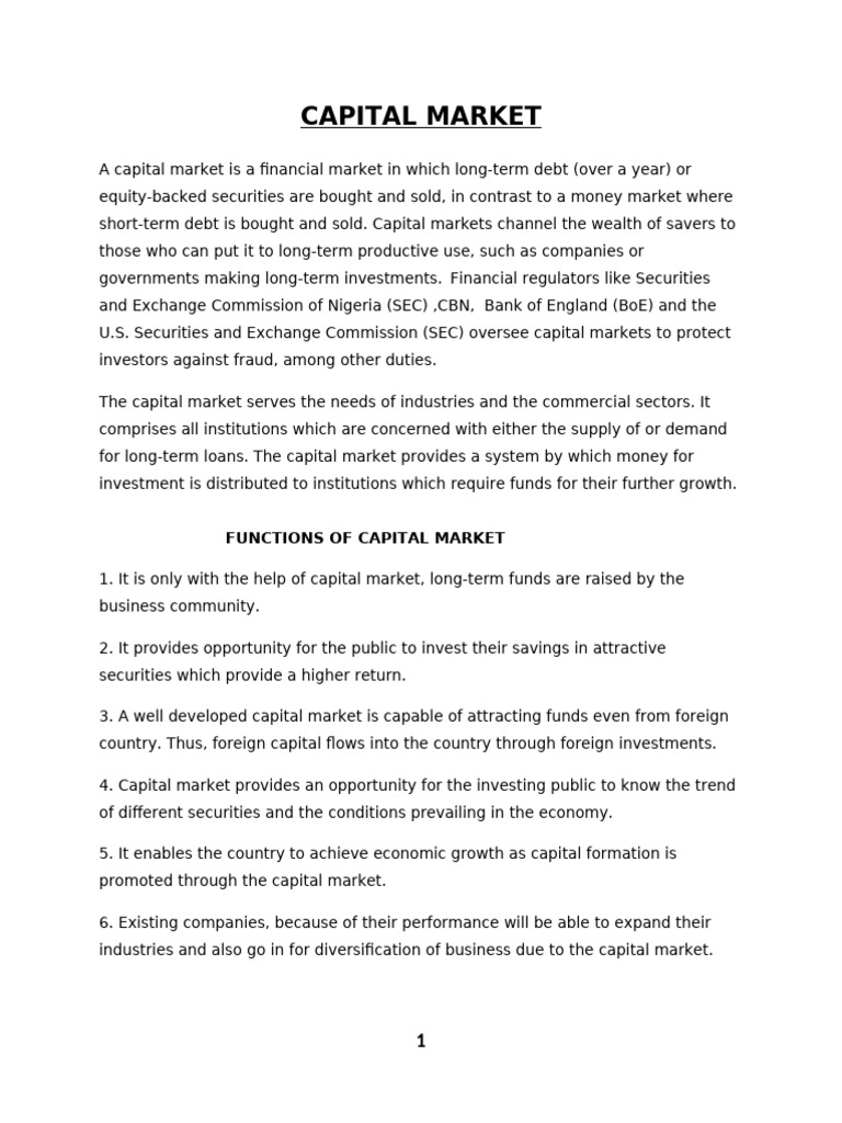 Understanding Capital Markets and Their Functions | PDF | Securities ...