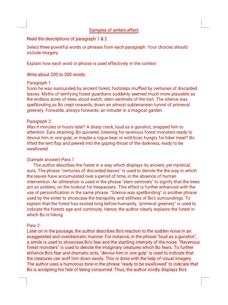 Analyzing Imagery in Descriptive Writing | PDF