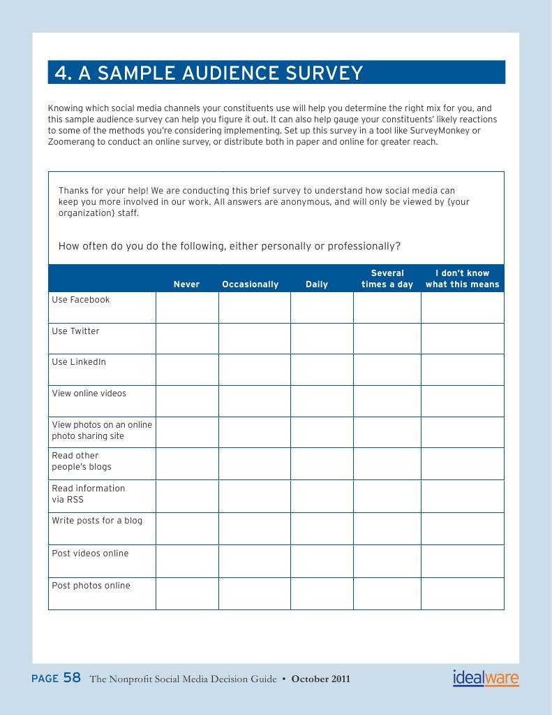Nonprofit Social Media Survey Template | PDF | Career & Growth