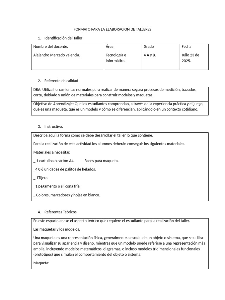 Taller Tecnologia 4 A Y B. | PDF | Diseño
