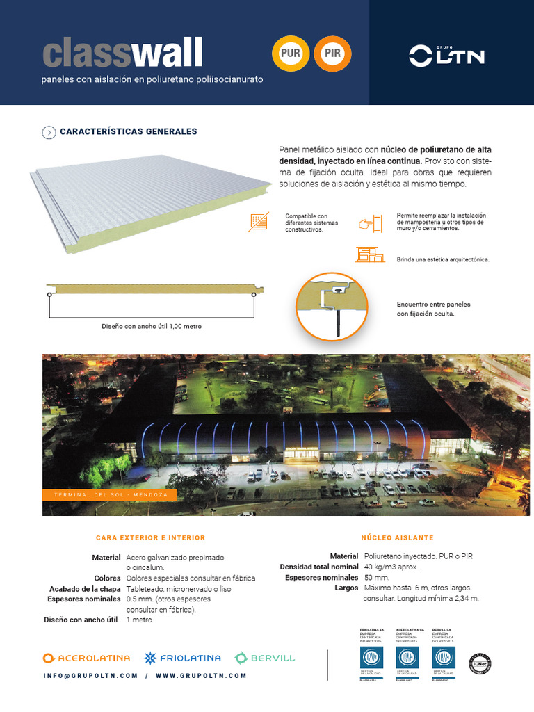 Paneles Classwall de Aislación PUR/PIR | PDF | Materiales de ...