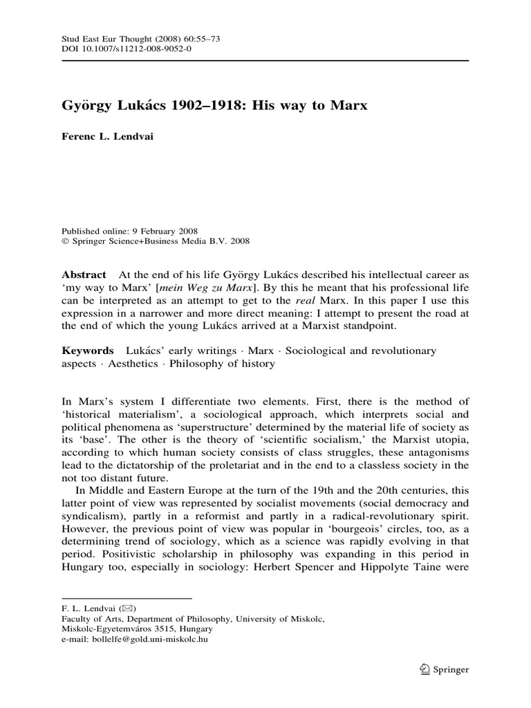 György Lukács: Path to Marxism (1902-1918) | PDF | Sociology | Marxism