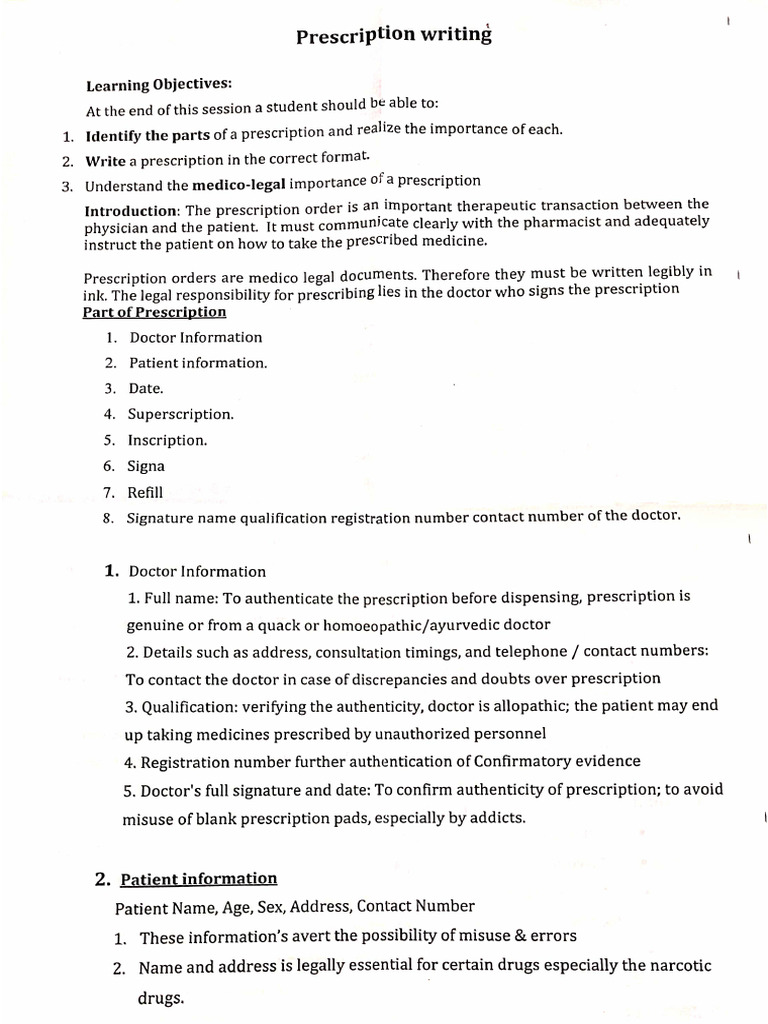 Prescription Writing | PDF