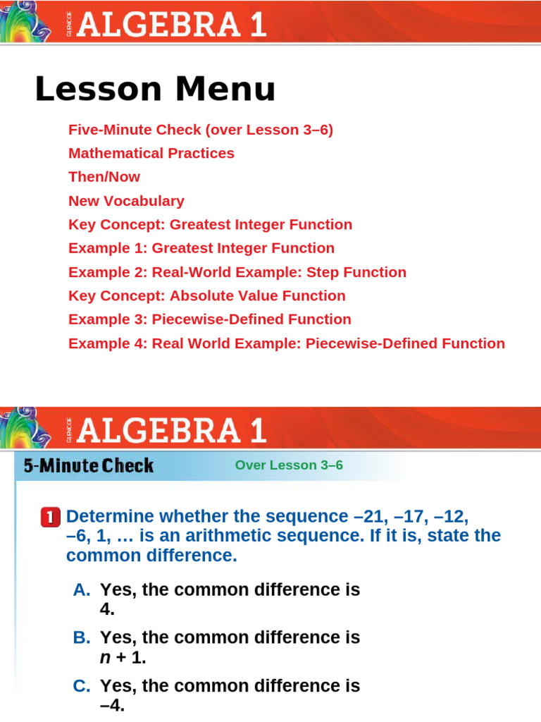 Lesson Presentation Piecewise and Step Functions | PDF | Function ...