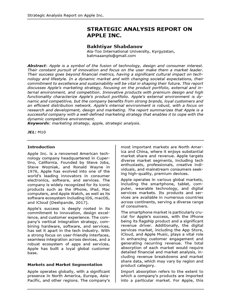 Apple Inc. Strategic Marketing Analysis | PDF | Apple Inc. | Brand