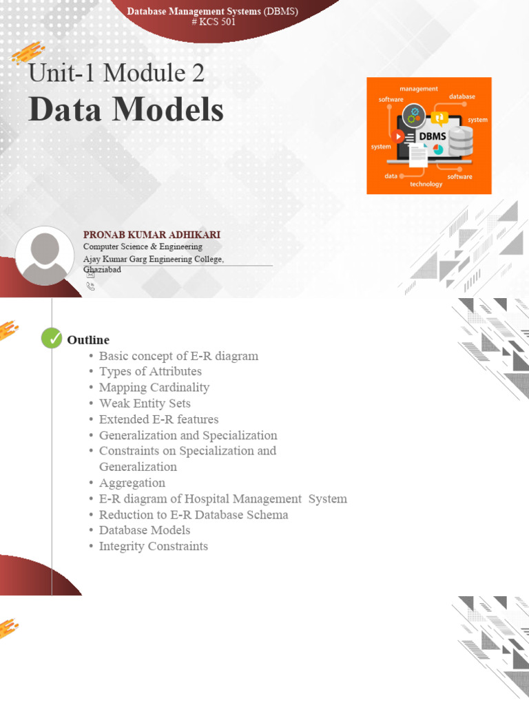 DBMS Unit 1 - Module 2 ER | PDF | Databases | Data Model