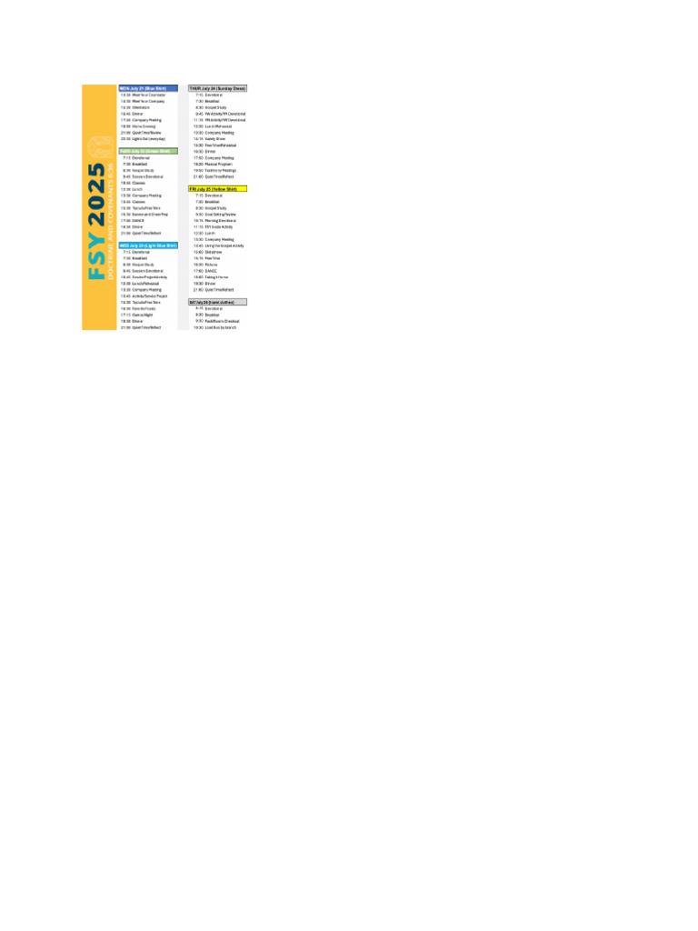 Time Schedule For Lanyard | PDF