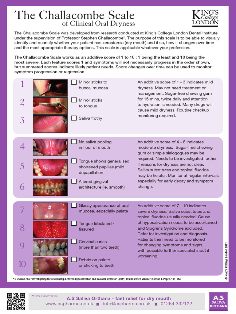Challacombe Scale for Xerostomia Assessment | PDF | Mouth | Clinical ...