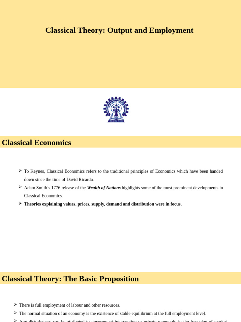 Classical Economics: Output and Employment | PDF | Labour Economics ...