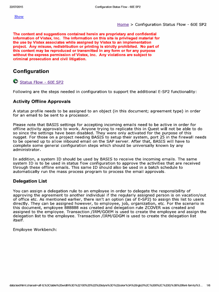 Configuration Status Flow - 60E SP2 | PDF