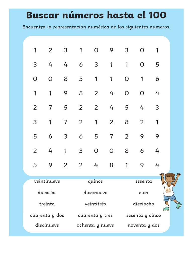 Sopa de Números del 1 al 100 | PDF