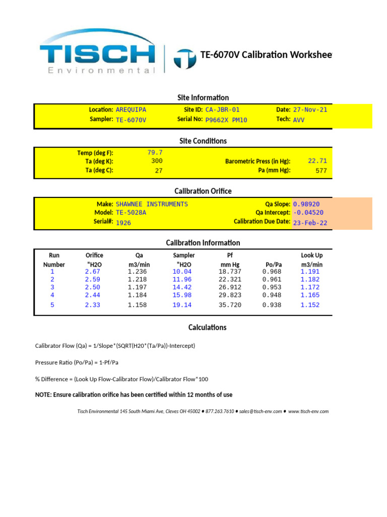TE-6070V Calibration Data Summary | PDF | Fluid Mechanics | Continuum ...