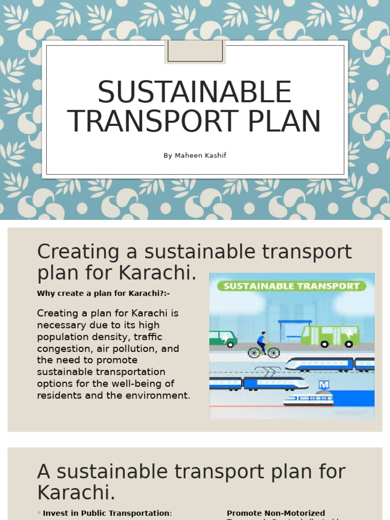 Sustainable Transport Plan: by Maheen Kashif | PDF
