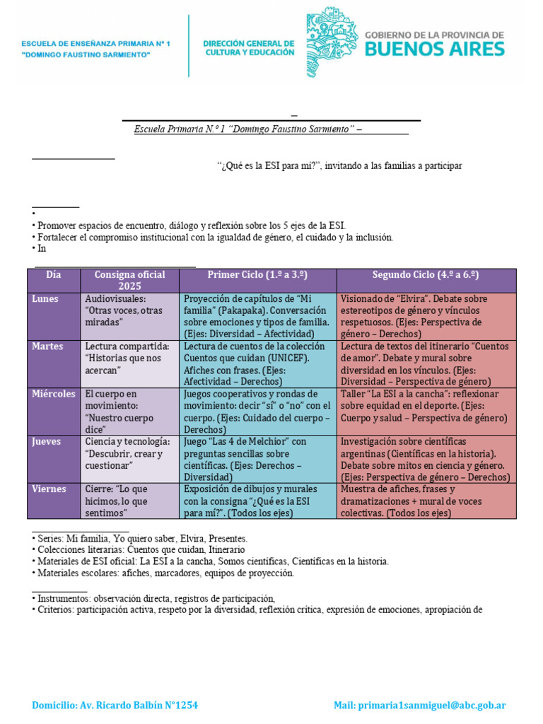 Semana de la ESI 2025 en San Miguel | PDF