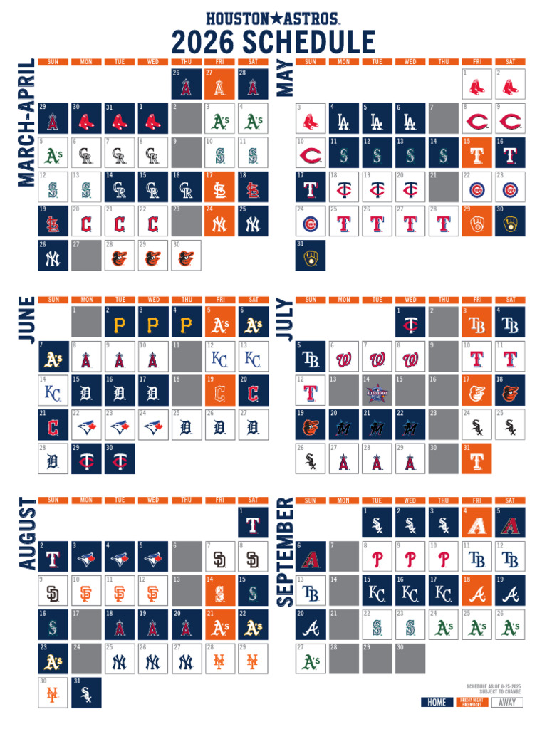 2026 Houston Astros Schedule | PDF