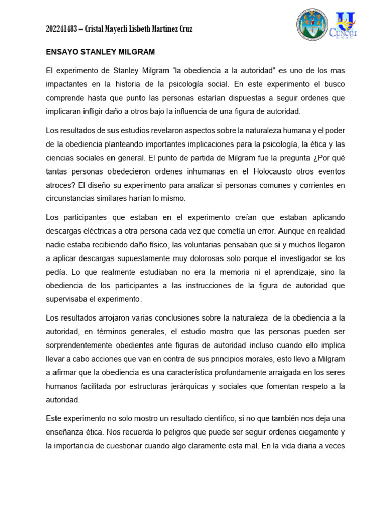 Obediencia a la Autoridad: Experimento Milgram | PDF | Experimentar ...