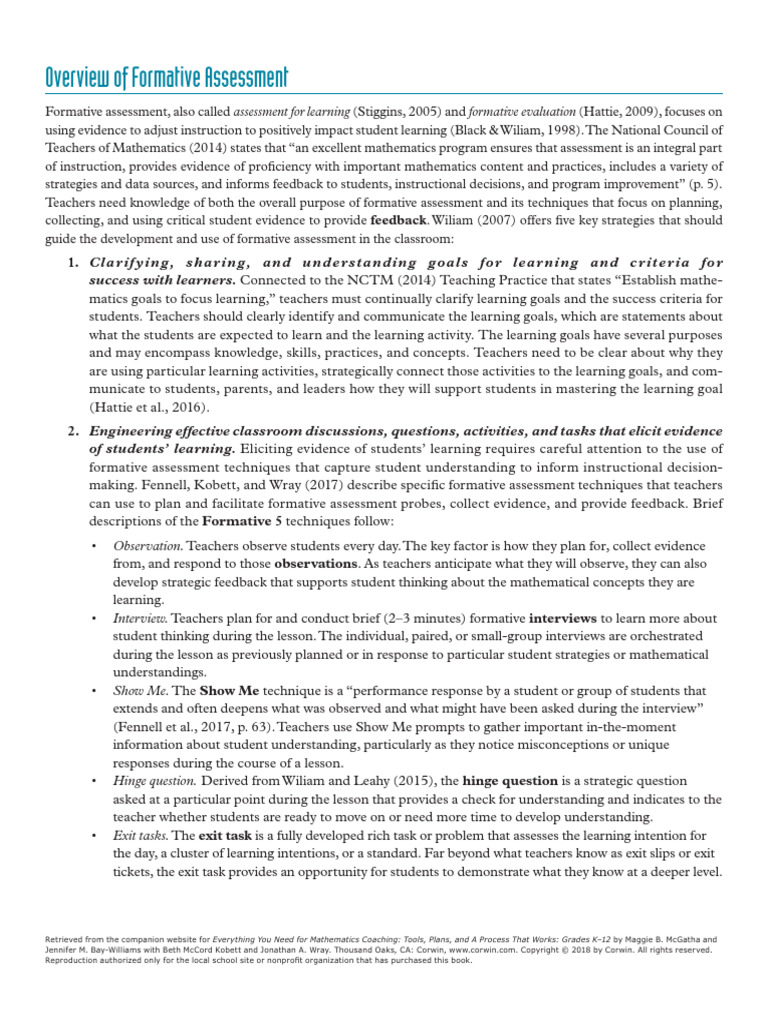Formative Assessment Strategies for Teachers | PDF | Cognition | Learning