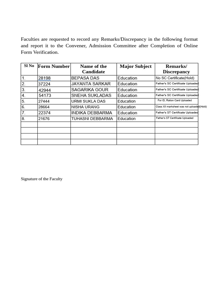 Admission Discrepancy Reporting Guide | PDF