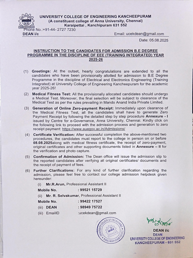 Admissions Process for 2025 at Anna University | PDF | Password | Software