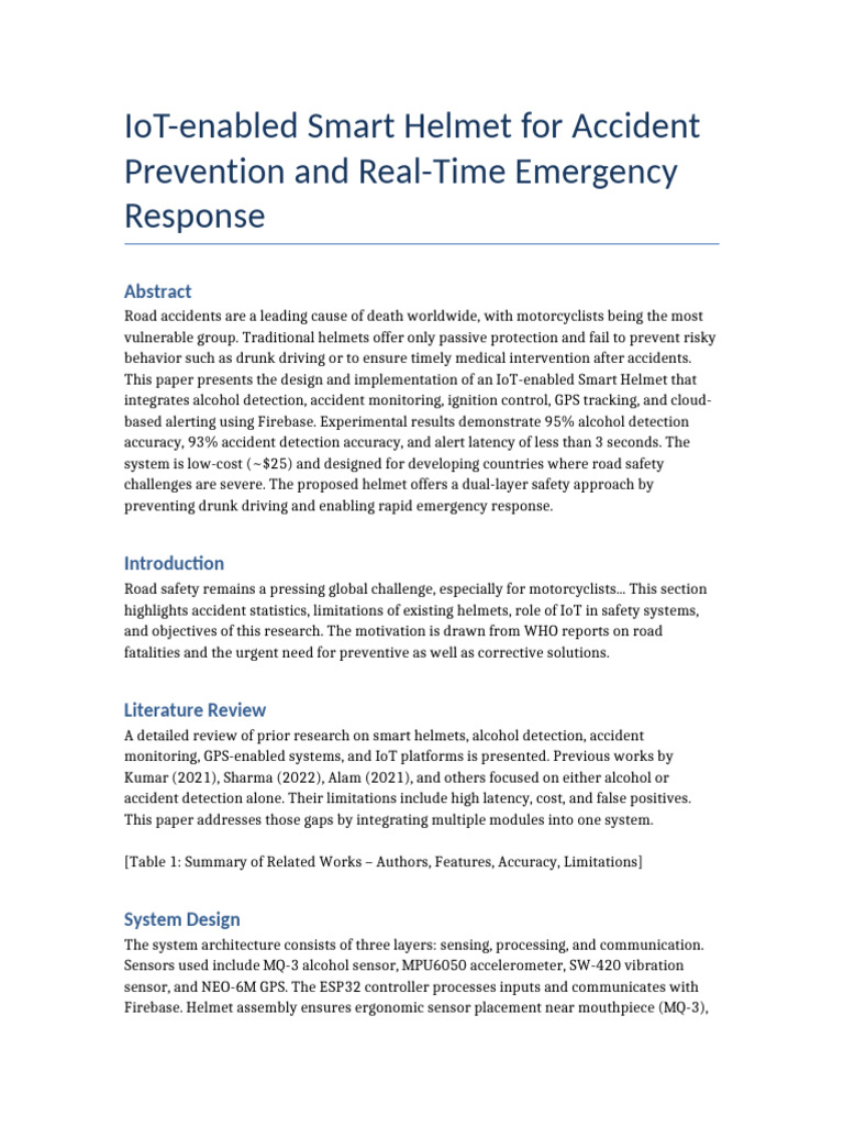 IoT Smart Helmet for Accident Prevention | PDF | Internet Of Things ...