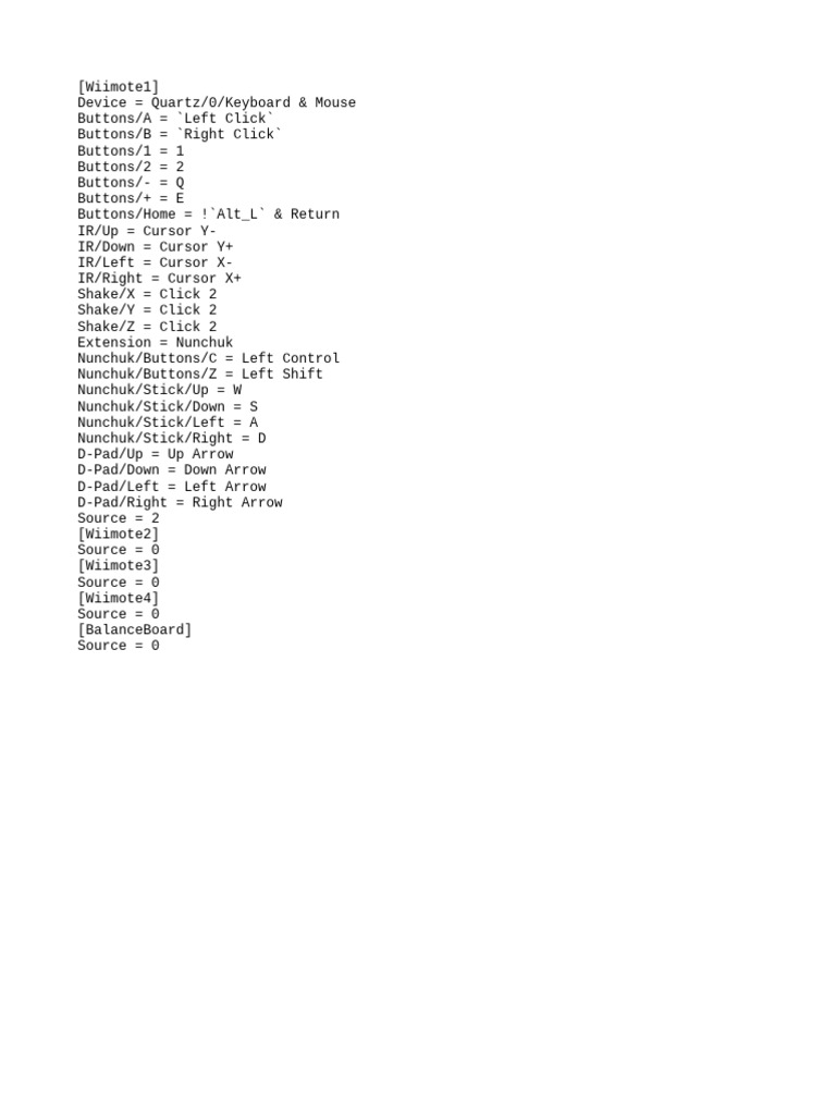 Wiimote Configuration Settings Guide | PDF