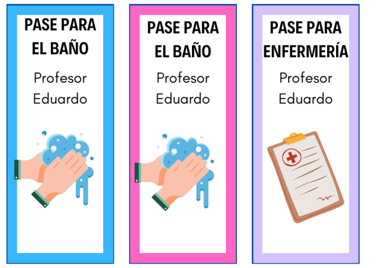 Classroom Bathroom Hallway Nurse Passes | PDF