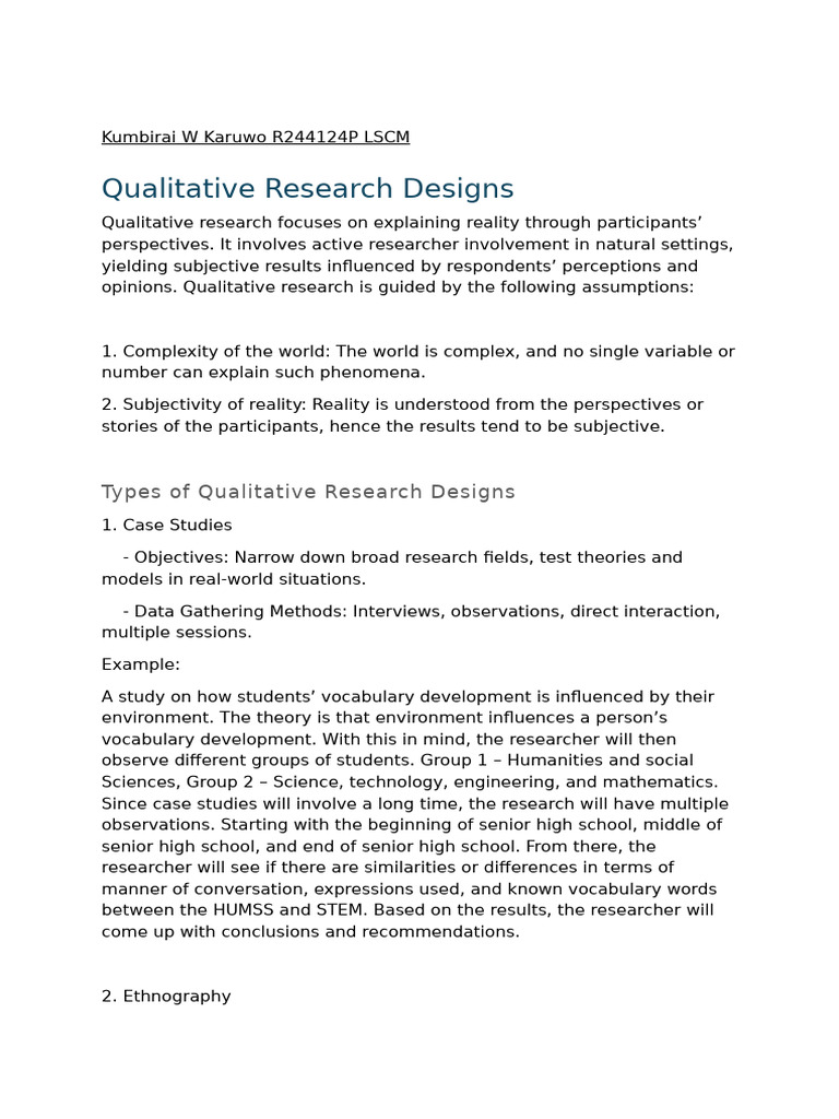 Qualitative Research Design | PDF | Qualitative Research | Analysis