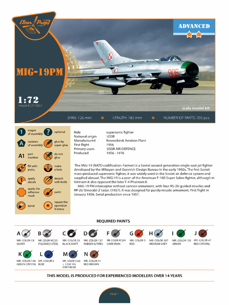 Clear Prop CP72057 MiG - 19PM Instructions | PDF
