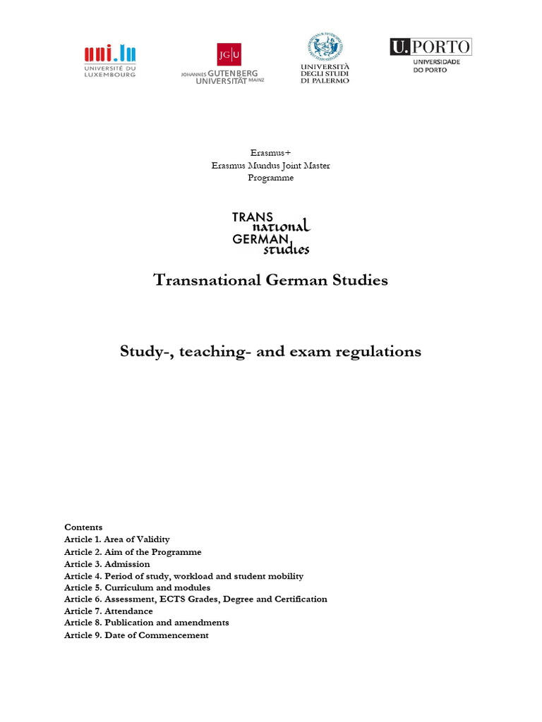 TNGS EMJM Study Teaching and Exam Regulations | PDF | Academic Degree ...