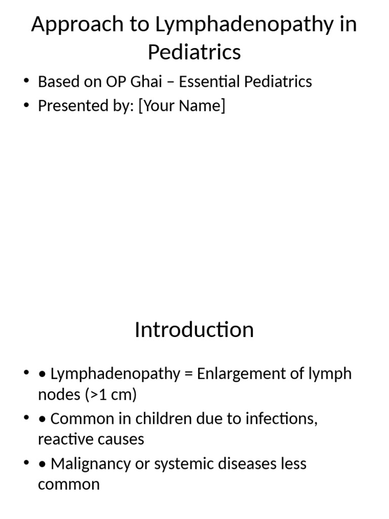 Pediatric Lymphadenopathy Overview | PDF | Infection | Medicine