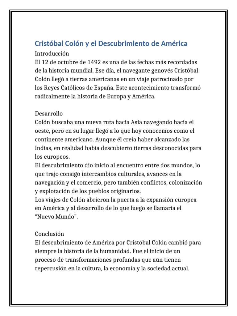 Colón y el Descubrimiento de América | PDF