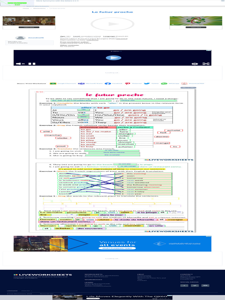 Le Futur Proche Interactive Activity Live Works | PDF