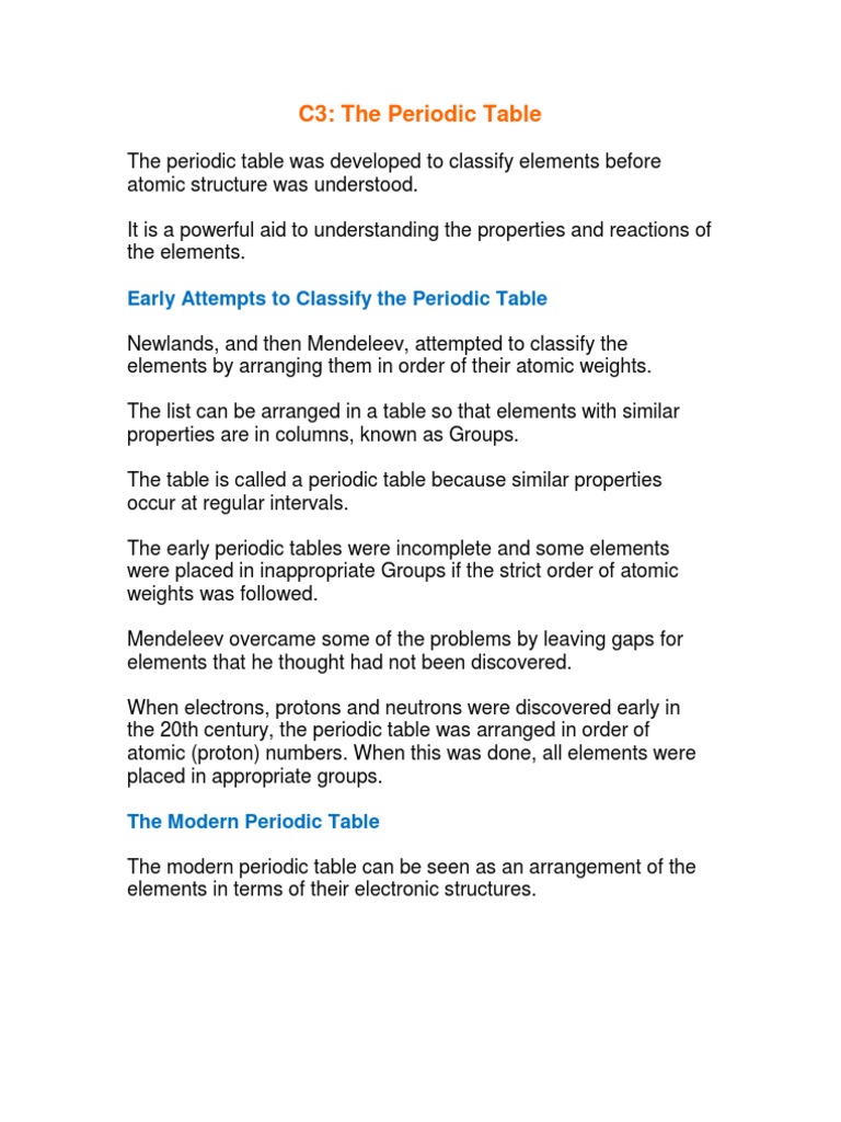 C3 - The Periodic Table | PDF | Periodic Table | Transition Metals