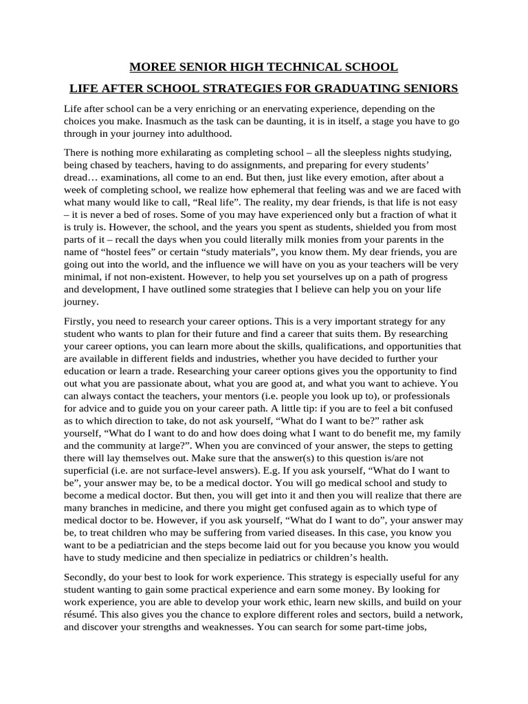 Life After School Strategies | PDF | Well Being | Behavioural Sciences