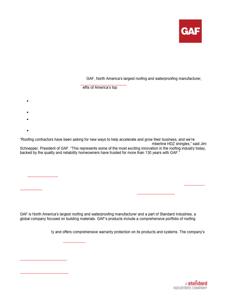 Gaf Unveils Timberline HDZ Shingles Powered by Layerlock Technology PR | PDF | Building ...