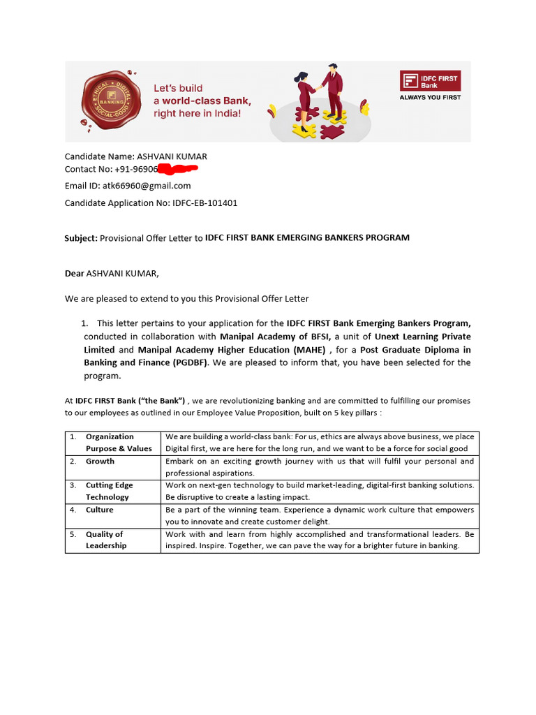 Idfc-Eb-1053023 - Ashvani Kumar | PDF | Vocational Education | Banks