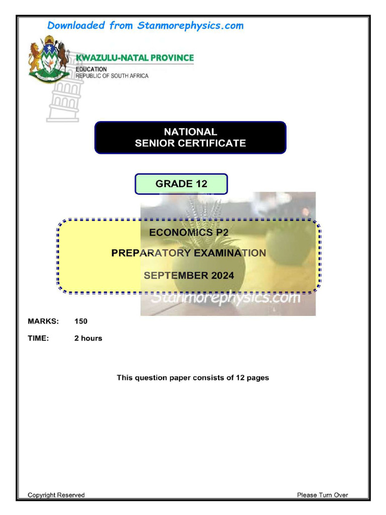 KZN Economics Grade 12 September 2024 P2 and Memo | PDF