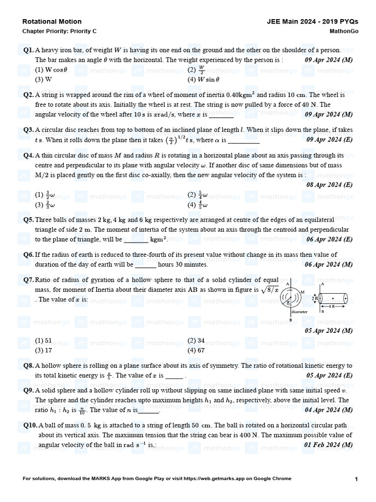 Moment of Inertia and Rolling Dynamics | PDF | Rotation Around A Fixed ...