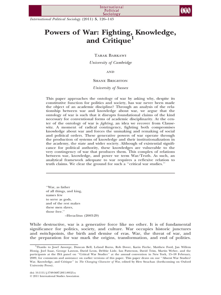 Powers of War Fighting Knowledge and Cri | PDF | Interdisciplinarity ...