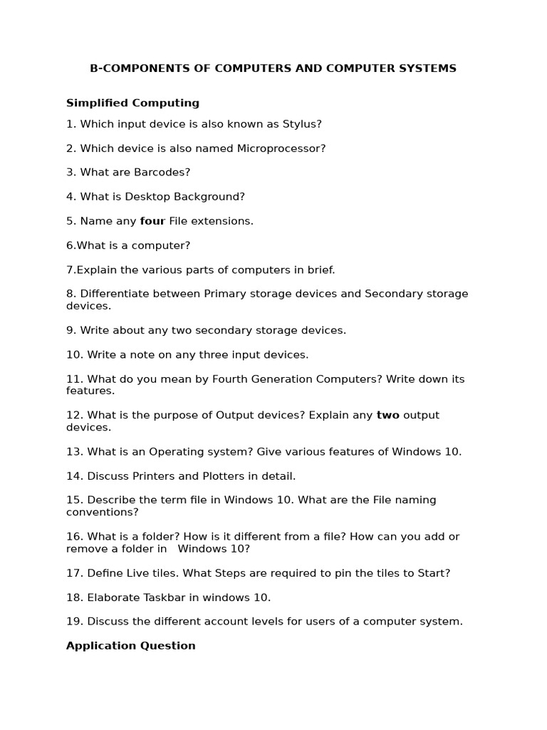 B-Components of Computers and Computer Systems | PDF | Computer File ...
