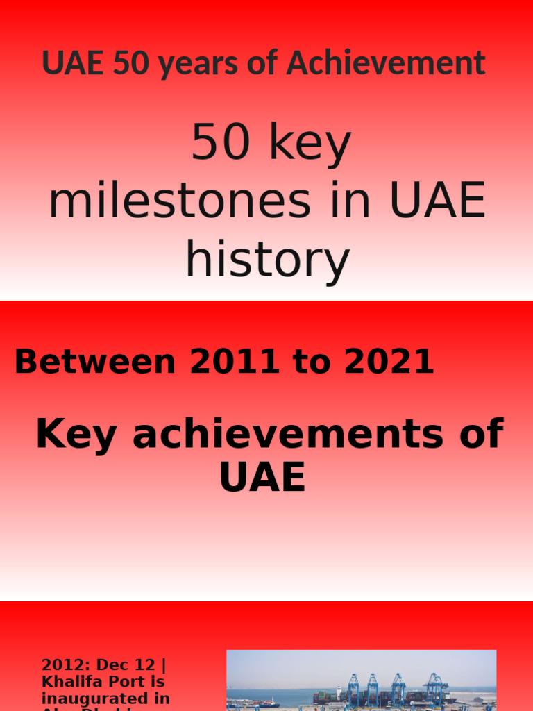 UAE 50 Years of Achievement: 50 Key Milestones in UAE History | PDF