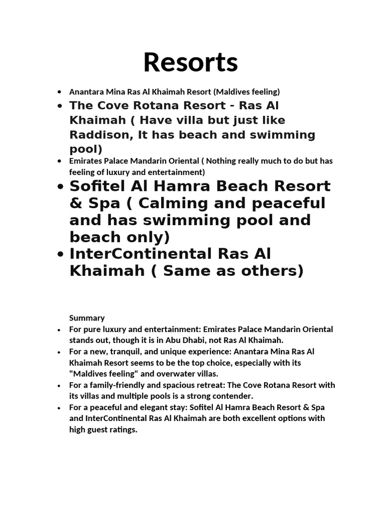 Resorts | PDF