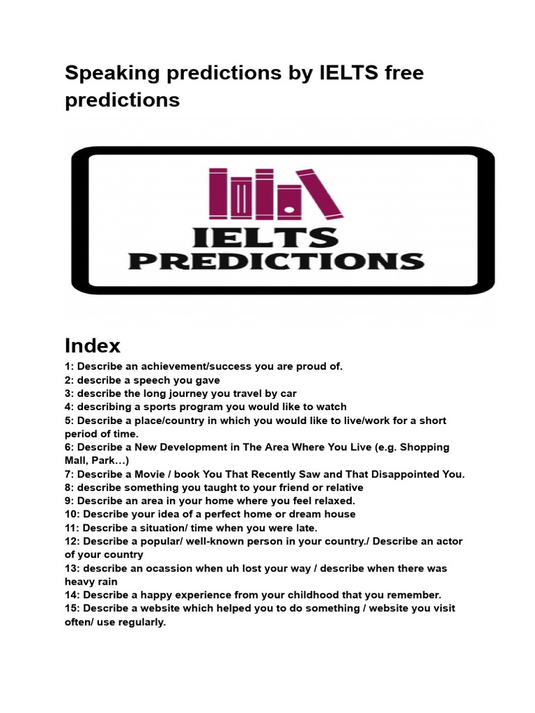 IELTS Speaking Predictions Guide | PDF | Relaxation (Psychology)