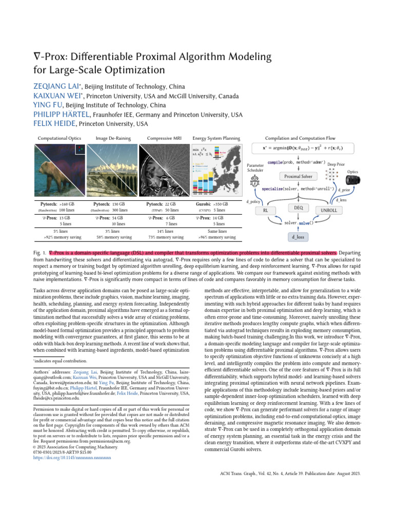 Prox Differentiable Proximal Algorithm Modeling For Large-Scale Optimization | PDF ...